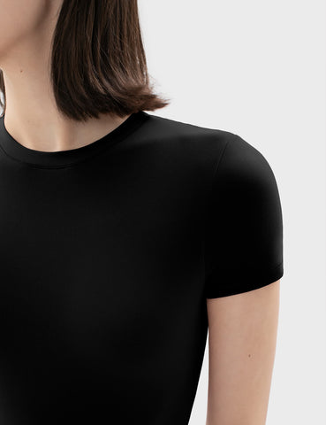 Crew Neck Short Sleeve Bodysuit-Pumiey-Bodysuit and shapewear-all size ...