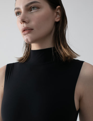 PUMIEY-Mock Turtle Neck Sleeveless Bodysuit