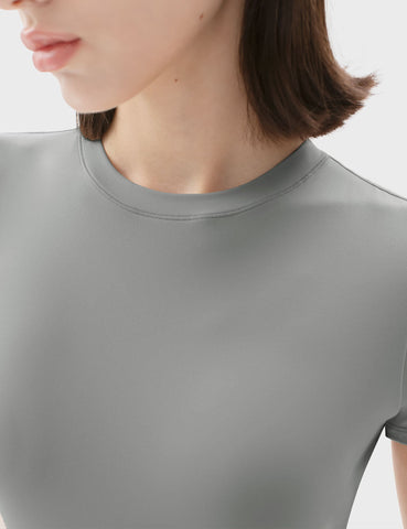 Crew Neck Short Sleeve Bodysuit-Pumiey-Bodysuit and shapewear-all size ...