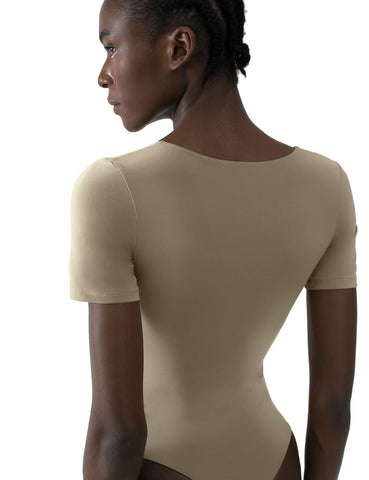 V Neck Short Sleeve Bodysuit|Pumiey|Bodysuit and shapewear – PUMIEY