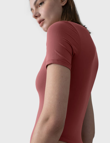 V Neck Short Sleeve Bodysuit|Pumiey|Bodysuit and shapewear – PUMIEY