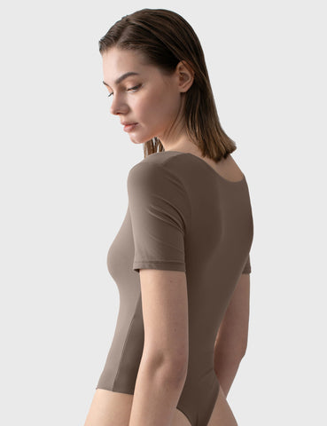 V Neck Short Sleeve Bodysuit|Pumiey|Bodysuit and shapewear – PUMIEY