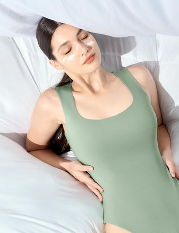 Square Neck Cap Sleeve Bodysuit-Pumiey-Sexy Slimming Tank Top – PUMIEY