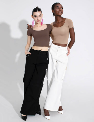 Scoop Neck T Shirt-Pumiey-Bodysuit and shapewear for fashion women – PUMIEY